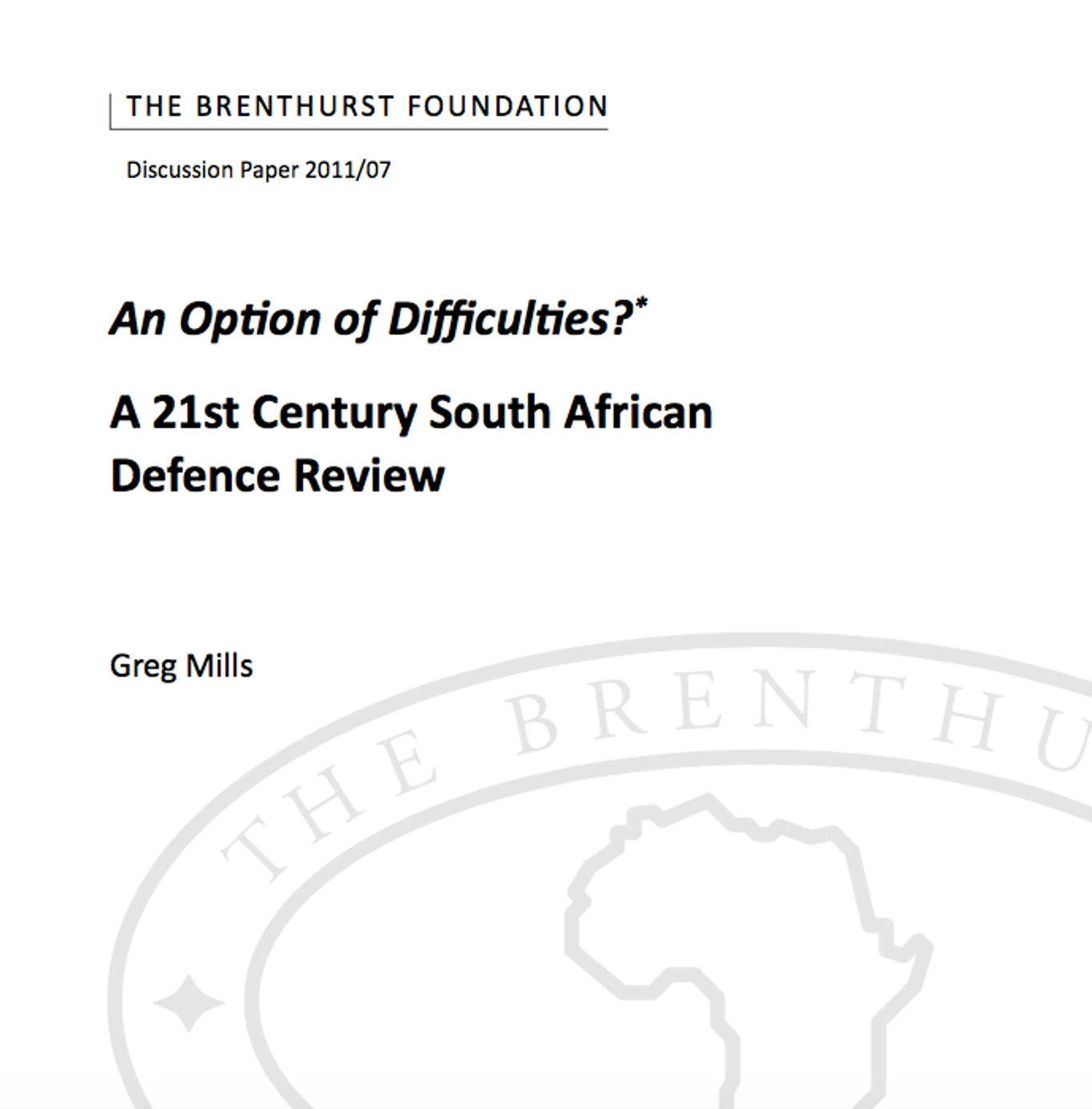 An Option of Difficulties? A 21st Century South African Defence Review ...